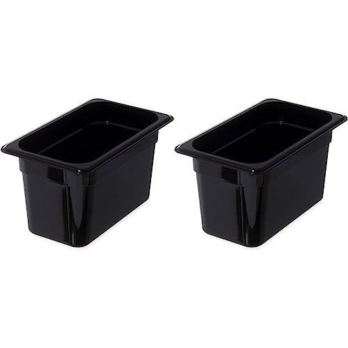 Carlisle FoodService Products 3068203 StorPlus Fourth Size Food Pan, Polycarbonate, 6" Deep, Black (Pack of 2)