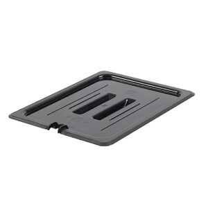 truecraftware half size notched polycarbonate handled food pan lid black color- restaurant commercial hotel pans cover for food prep fruits vegetables beans corns