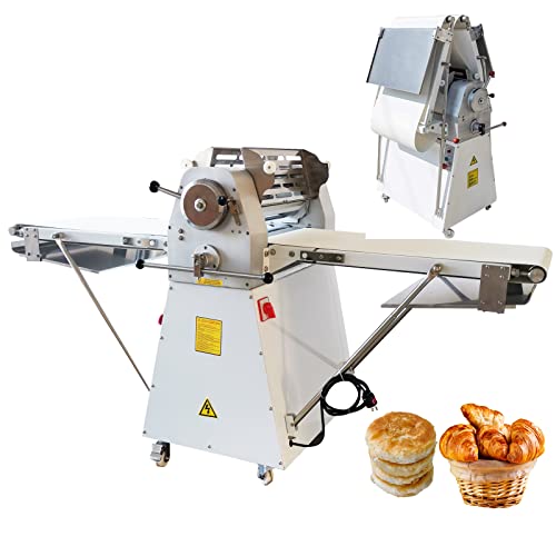 EQCOTWEA Commercial Dough Sheeter Machine 20in Reversible Pizza Dough Puff Pastry Roller Press Machine 0.06''-1.4'' Thickness Tortilla Pie Crust Croissant Crisping Folding Sheeter for Bakery 220V