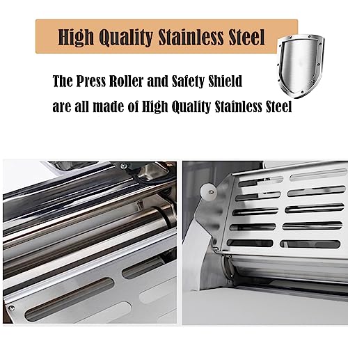 EQCOTWEA Commercial Dough Sheeter Machine 20in Reversible Pizza Dough Puff Pastry Roller Press Machine 0.06''-1.4'' Thickness Tortilla Pie Crust Croissant Crisping Folding Sheeter for Bakery 220V