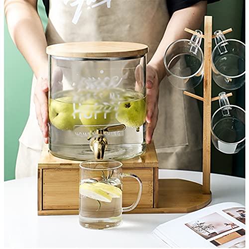 EVANEM Glass Beverage Pot Set Cool Kettle Cold Kettle Cup with Faucet High Temperature Resistance (Color : D, Size : Without cup)