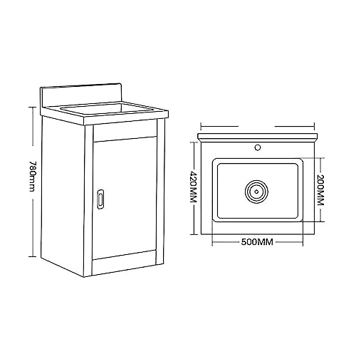 Outdoor Sink,single Sink Kitchen,304 Stainless Steel Utility Sink,Commercial Restaurant Sink,for Business Restaurant, Cafe, Bar, Hotel, Garage, Laundry Room, Outdoor