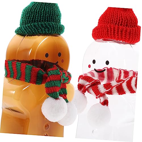 Didiseaon 2 Sets Christmas Drink Bottle Christmas Gifts Cookies Gift Juice Container Xmas Party Favor Christmas Candy Bottle Plastic Biscuit Jar Pet, Cotton Cold Drink Drinks