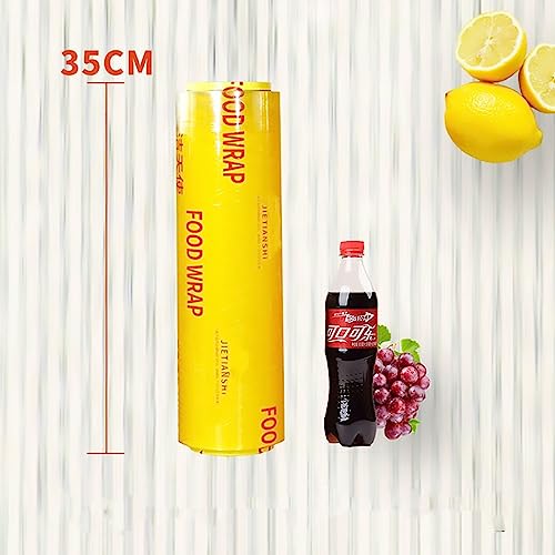 Commercial Film Wrapper with 2 Rolls of 14" x 656 ft PVC Plastic Cling Film Hand Cling Film Wrapper for Supermarket Fruit Shops Food Fruit Packaging (2 Rolls of PVC Film)