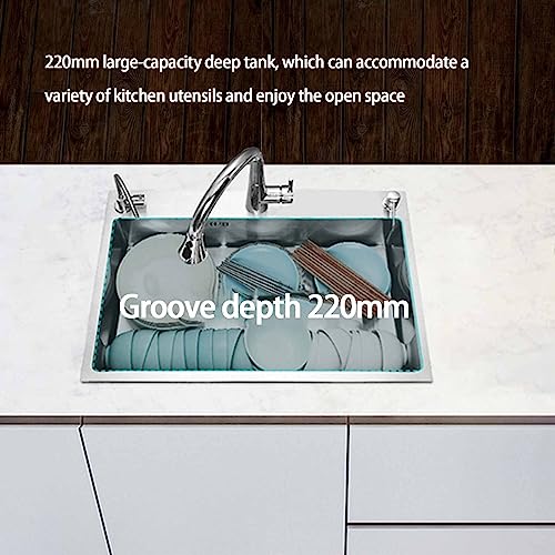 Sink, Stainless Steel Kitchen Sink, Bowl Sink,Suitable For Kitchen, Bathroom, Balcony, Bar, Made Of Stainless Steel, Its Smooth, Shiny Surface Adds A Touch Of Elegance To Your Space. ( Size : 60*45*22