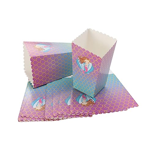 Popcorn Carton 24 Pcs Popcorn Boxes Party Candy Cartons Scalloped Favor Box Gift Box Mermaid Popcorn Box Mermaid Popcorn Boxes Cardboard Popcorn