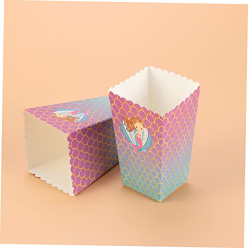 Popcorn Carton 24 Pcs Popcorn Boxes Party Candy Cartons Scalloped Favor Box Gift Box Mermaid Popcorn Box Mermaid Popcorn Boxes Cardboard Popcorn