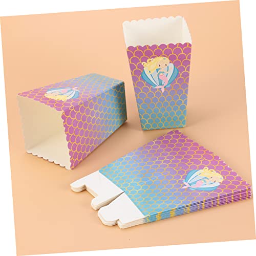 Popcorn Carton 24 Pcs Popcorn Boxes Party Candy Cartons Scalloped Favor Box Gift Box Mermaid Popcorn Box Mermaid Popcorn Boxes Cardboard Popcorn