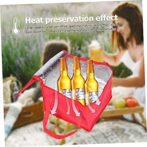 ULTECHNOVO Insulated Picnic Bag Large Totes Small Cooler Bottle Warmer Portable Beverages Carrier Grocery Bags Reusable Shopping Bags Freezer Bags Keep Warm Picnic Bag Takeout Lunch Pouch Red