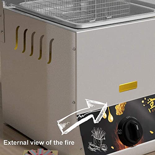 Commercial Gas Deep Fat Fryer Twin Tank, 22L Tabletop Stainless Steel Chip Fryer with Lid, Manual Adjustment Temperature, for Catering Takeaway Restaurant Café Coffee Shop