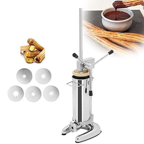 Commercial 3L Stainless Steel Spanish Churro Maker with 5 Nozzles and Manual Churro Filling Machine - Perfect for Home, Restaurant, and Bakery Use!