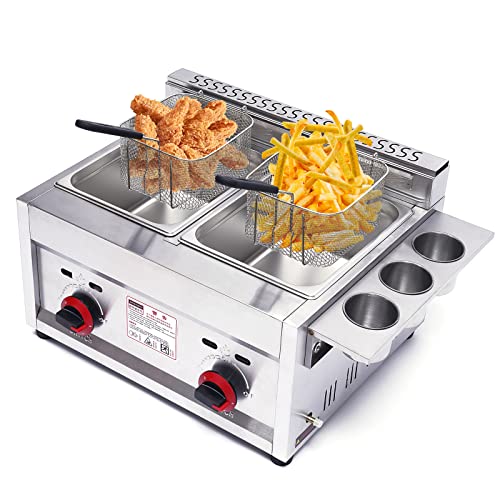 6L*2Commercial Stainless Deep Fryer,Counter top gas fryer,double tank electric fryer with basket,for restaurants, gourmet stores, family gatherings