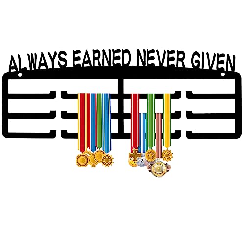 Nicoport Medal Display Hanger Wall Mounted Iron Medal Display Rack Decorative Black Medal Holder with Inspirational Words 30-45 Medals Large Storage Capacity Medal Hanger for Living Room Bedroom