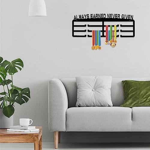 Nicoport Medal Display Hanger Wall Mounted Iron Medal Display Rack Decorative Black Medal Holder with Inspirational Words 30-45 Medals Large Storage Capacity Medal Hanger for Living Room Bedroom