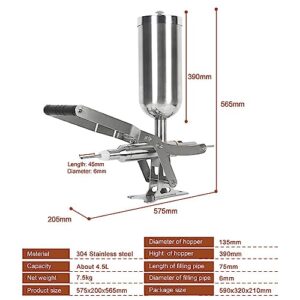 Commercial Churro Filler, 4.5L Manual Churro Maker Machine, Core Diameter: 6 mm, Stainless Steel Fruit Donut 商用油条灌装机，4.5 升手动油条制造机，芯直径：6 毫米，不锈钢水果甜甜圈灌装机，适用于餐厅、自助餐厅、面包店、家庭Filling Machine, for Restaurant