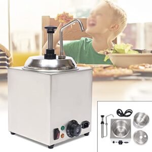 2.6 Qt Nacho Cheese Dispenser, Electric Warmer Pump Melter Tank 110V 800W Heater Tank Stainless Steel Machine for Salad Jam Seasoning Sauce Hot Fudge Cheese Caramel