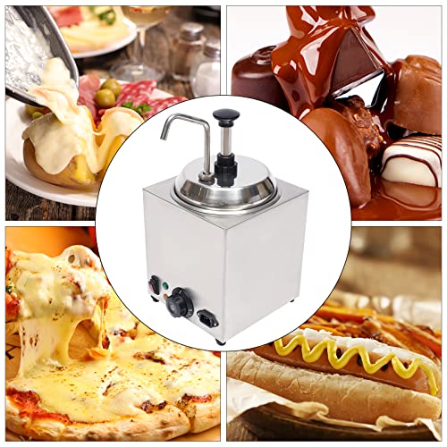 2.6 Qt Nacho Cheese Dispenser, Electric Warmer Pump Melter Tank 110V 800W Heater Tank Stainless Steel Machine for Salad Jam Seasoning Sauce Hot Fudge Cheese Caramel