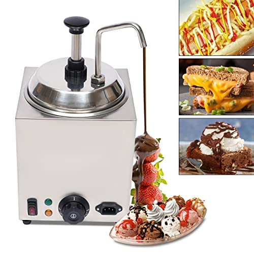 2.6 Qt Nacho Cheese Dispenser, Electric Warmer Pump Melter Tank 110V 800W Heater Tank Stainless Steel Machine for Salad Jam Seasoning Sauce Hot Fudge Cheese Caramel