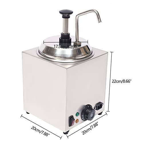 2.6 Qt Nacho Cheese Dispenser, Electric Warmer Pump Melter Tank 110V 800W Heater Tank Stainless Steel Machine for Salad Jam Seasoning Sauce Hot Fudge Cheese Caramel