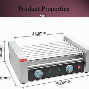 Hotdog Roller Grill Stainless Steel Hot Dog Roller Machine, 9 Roller Grill Hot Dog Warmer Cooker Machine, 50-190° Temperature Control, For Food Street, Snack Bar, Restaurant