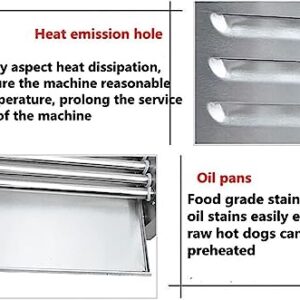 Hotdog Roller Grill Stainless Steel Hot Dog Roller Machine, 9 Roller Grill Hot Dog Warmer Cooker Machine, 50-190° Temperature Control, For Food Street, Snack Bar, Restaurant