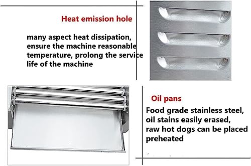 Hotdog Roller Grill Stainless Steel Hot Dog Roller Machine, 9 Roller Grill Hot Dog Warmer Cooker Machine, 50-190° Temperature Control, For Food Street, Snack Bar, Restaurant