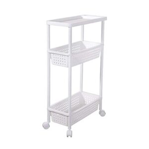 temkin floating shelves storage rack with wheels, floor multi-layer storage rack trolley kitchen bedroom bathroom mobile storage rack drain shelf (color : 4-floors) (3 floors)