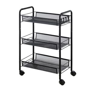 liujun kitchen bathroom bathroom shelving trolley with wheel three-layer storage rack with hook trolley (color : e, size : as shown)