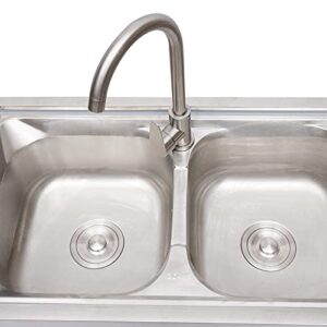 SAHUANIYE Commercial Sink Stainless Steel Kitchen Sink With 2 Compartments And Preparation Table, Utility Sink Outdoor Sink With Hose Suitable For Restaurant/Laundry/Garage/Cafeteria/outdoor/kitchen