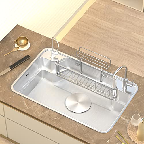 ZXLBTNB 304 Stainless Steel Kitchen Sink freestanding Single Basin Sink Commercial Sink with Faucet Restaurant Kitchen Laundry Room Garage Indoor and Outdoor 75 * 50 * 22CM White