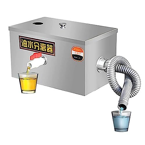 oiakus Commercial Grease Trap, Stainless Steel Grease Trap, Waste Water Oil-Water Separator Under Sink W/Top Inlet, for Kitchen, Restaurant, Canteen, Factory, Home