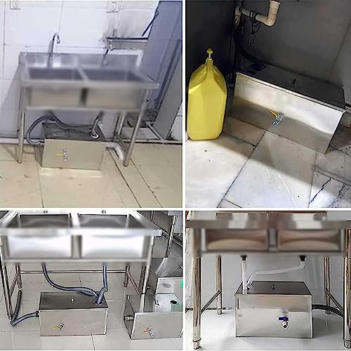 oiakus Commercial Grease Trap, Stainless Steel Grease Trap, Waste Water Oil-Water Separator Under Sink W/Top Inlet, for Kitchen, Restaurant, Canteen, Factory, Home