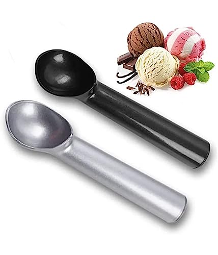 KHADLAN Ice Cream Scoop, Anti Freeze, Non-Stick Aluminium material - 7 inches (Black)