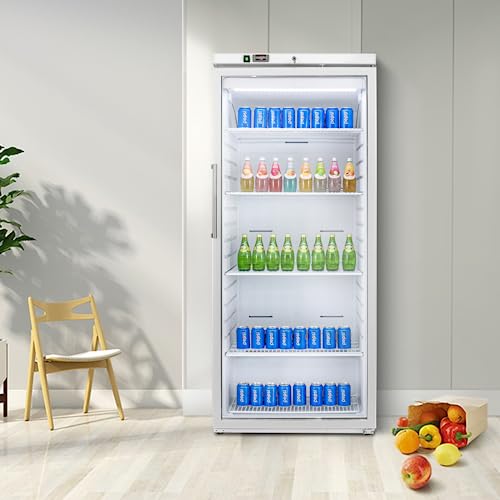 BLUELINETECH Display Refrigerator 18.6Cu.ft, 33-45℉, White, for Food and Beverage Refrigeration, for Commercial Kitchen, Home, Canteen, Restaurant