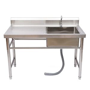 freestanding stainless steel sink, utility sink,1 compartment commercial kitchen sink,kitchen sink industrial sink,utility restaurant kitchen sink w/workbench/faucet for restaurant, kitchen, garage