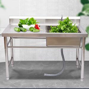 Freestanding Stainless Steel Sink, Utility Sink,1 Compartment Commercial Kitchen Sink,Kitchen Sink Industrial Sink,Utility Restaurant Kitchen Sink w/Workbench/Faucet for Restaurant, Kitchen, Garage