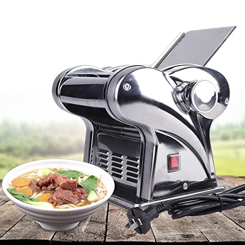 Commercial Electric Noodle Maker, 135W Stainless Steel Pasta Maker Machine Aotomatic Dough Roller Sheeter Noodle Pressing Machine 1.5mm&4mm Surface for Making Dough Wide Noodles Fine Noodles