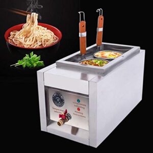 Cutycaty Electric Pasta Cooking Machine Stainless Steel Noodle Oven Pasta Cooking Tool, 2 Holes Noodle Cooking Machine 110v Noodle Maker, Commercial Pasta Cooker with Rotary Temperature Control