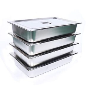 Stainless Steel Packing Food Plate,Metal Food Tray Plate,Steam Table Water Pan,4" Deep Food Containers,Food Warmer Pan,Hotel Pan,Food Safe Smooth Polished for Adults,Kids,Picky Eaters,Campers.