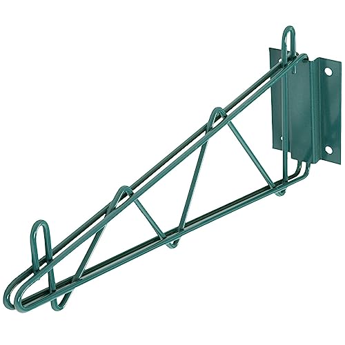 TrueCraftware 18” Double Shelf Support Direct Wall Bracket Green Epoxy Coated Iron- Wire Shelf Bracket for Pantry Kitchen Home Wire Wall Mount Shelf