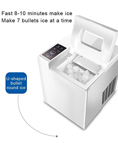 Ice Cube Makers, Mini Automatic Ice Maker, Electric Bullet Round Block Ice Cube Making Machine 15kgs/24H Small Bar Milk Tea Coffee Shop