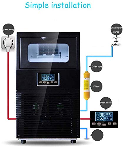 Ice Cube Makers, Freestanding Commercial Ice Pounds Storage Capacity - Ideal for Restaurants Bars Homes and Offices - Includes Scoop and Connection Hose