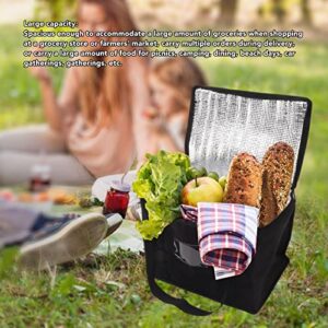 16.5L Large Insulated Cooler Bag with Thermal Foam, Leak Proof Insulated Grocery Shopping Bag, Big Black Collapsible Lunch Box Cooler Tote for Picnic Camping Travel Food Delivery