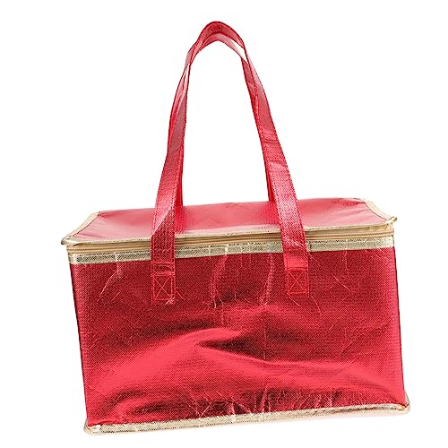 SHOWERORO Insulated Bag Shopping Cart Bags for Groceries Bbq Decor Red Decor Thermal Bag with Zipper Food Warmer Bag Pizza Warmer Bags Insulated Food Carrying Bag Pizza Delivery Bags Travel