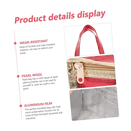 SHOWERORO Insulated Bag Shopping Cart Bags for Groceries Bbq Decor Red Decor Thermal Bag with Zipper Food Warmer Bag Pizza Warmer Bags Insulated Food Carrying Bag Pizza Delivery Bags Travel