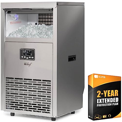 Deco Chef Commercial Ice Maker, 99lb/24 Hours, 33lb Storage Capacity, Stainless Steel, with 2 Year Enhanced Protection Bundle