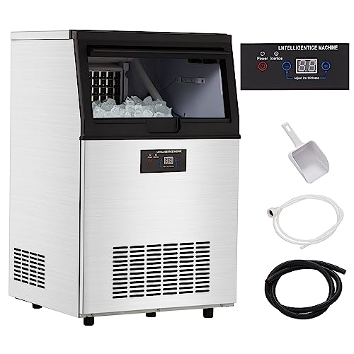 GARVEE Commercial Ice Maker, Creates160 LBS in 24H, Commercial Ice Machine with 44 LBS Ice Storage Capacity, Ice Maker Machine with Auto Self-Cleaning, Each Tray Can Make 60 Pieces of Ice.