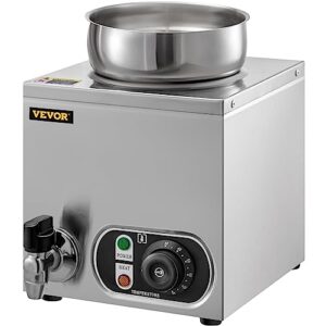 VEVOR Commercial Soup Warmer, 7.4 Qt Capacity, 300W 110V Electric Food Warmer, Adjustable Temp.86-185℉, Stainless Steel Countertop Soup Pot with Tap, Bain Marie Food Warmer for Cheese/Hot Dog/Rice