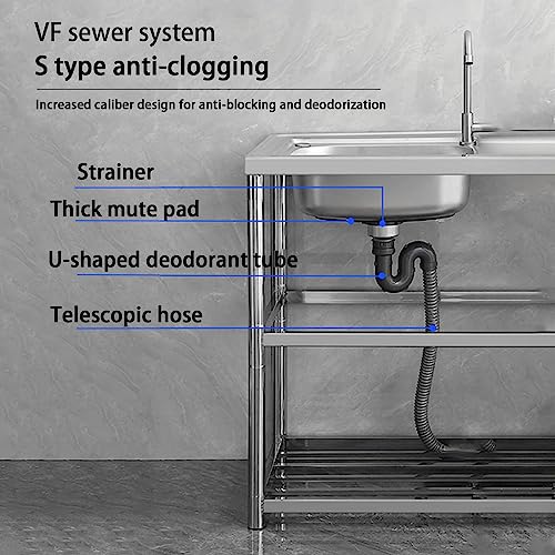 Kitchen sinks, stainless sink, sink tub,Stainless steel material, R angle design, thick mute pad, 360° hot and cold faucet, suitable for kitchen, bathroom, balcony, bar. (Color : Left, Size : 80 * 50