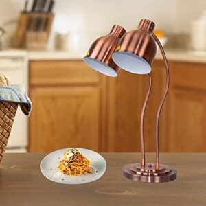 Food Heating Warmer Lamp Food Heating Lamp Desktop, Restaurant Kitchen Buffet Warmer Table (Color : Red Copper, Size : Double Head)